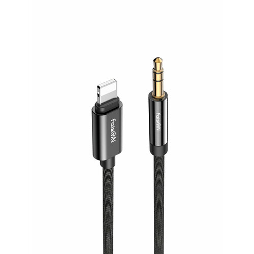 AUX кабель, Jack 3,5mm(m) - 8 pin(m) FaisON K-Y17, 1.2м, цвет: чёрный