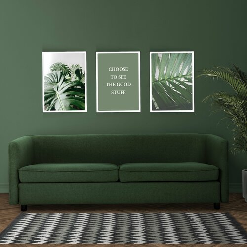 Набор постеров "Зелёные листья", на стену, 3 шт, 60х40 см