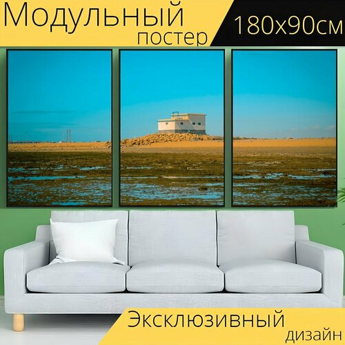 Модульный постер "Дом, марокко, пустыня" 180 x 90 см. для интерьера