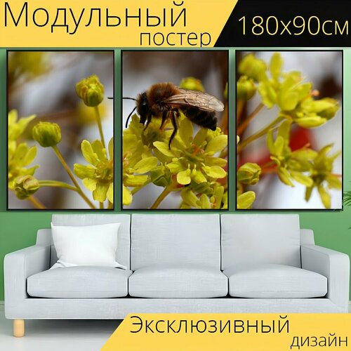 Модульный постер "Цвести, пчела, пчелы" 180 x 90 см. для интерьера