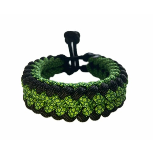 Славянский оберег, плетеный браслет "Змий", 1 шт., размер 7.5 см, размер one size, диаметр 7 см, черный, зеленый