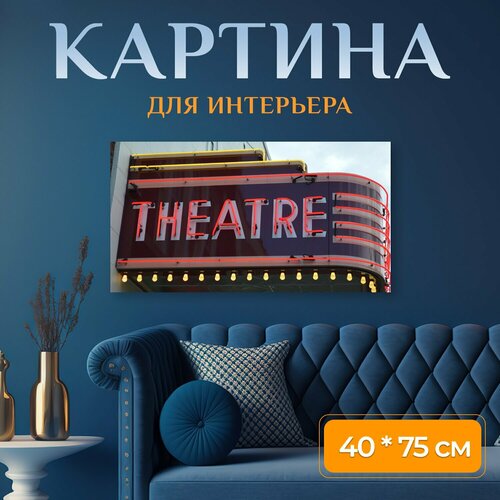 Картина на холсте "Знак, театр, кино" на подрамнике 75х40 см. для интерьера
