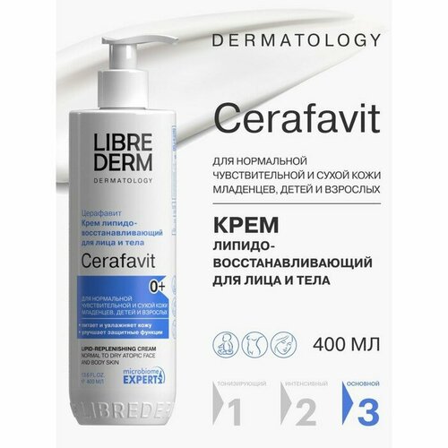 Крем липидовосстанавливающий Librederm Cerafavit с церамидами и пребиотиком для лица и тела,