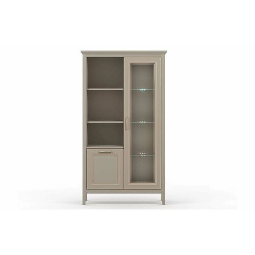 Шкаф-витрина БРВ мебель Классик REG1W1D с подсветкой (Глиняный серый)