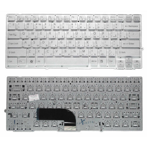 Клавиатура для ноутбука Sony Vaio VPC-SB3L9E серебристая без рамки