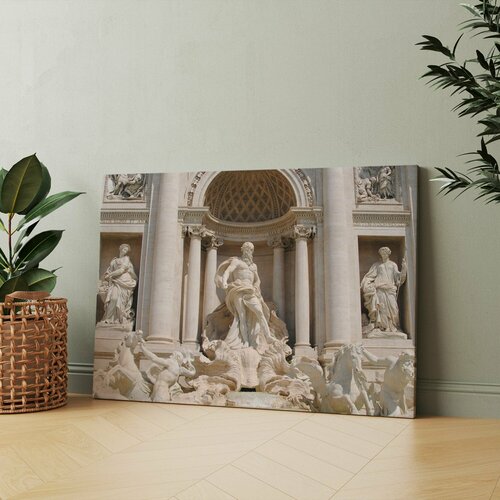 Картина на холсте (скульптор треви нептун статуя в риме) 50x70 см/для интерьера/в комнату/на стену/в подарок