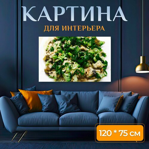 Картина на холсте "Еда, обед, ужин" на подрамнике 120х75 см. для интерьера