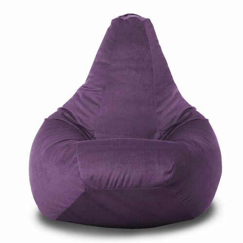 Кресло мешок Груша Велюр фиолетовый 140х90 размер XXXL, Чудо Кресло, ручка, люверс, молния, пуф мешок