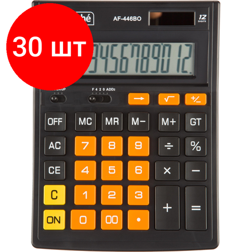 Комплект 30 штук, Калькулятор настольный полноразмерный Attache AF-446BO,12р, дв. пит, чрн-ор