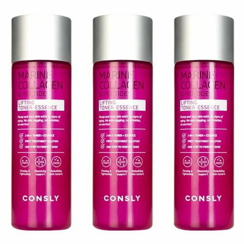 CONSLY Тонер-эссенция укрепляющий с коллагеном и пептидами Marine Collagen Peptides Lifting Toner-Essence, 200 мл, 3 шт