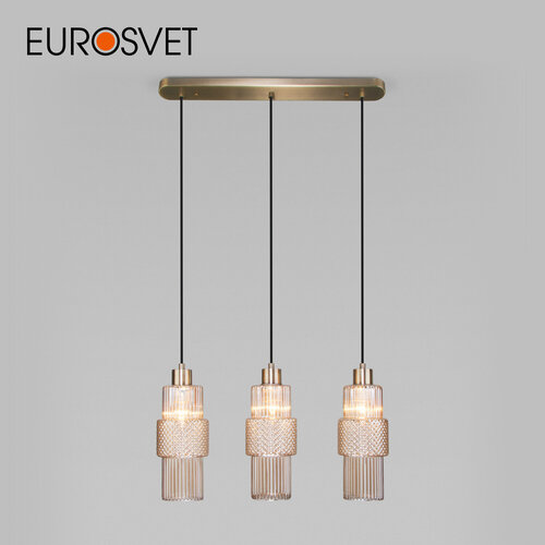 Подвесной светильник со стеклянными плафонами Eurosvet Soho 50209/3, цвет бронза, 3 плафона