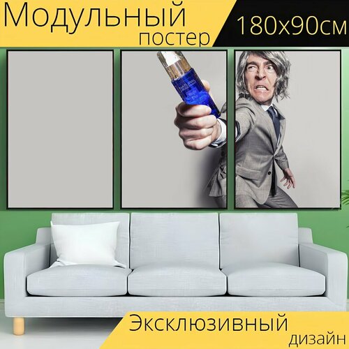 Модульный постер "Взрослый, бутылка, бизнес" 180 x 90 см. для интерьера