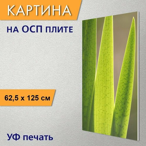 Вертикальная картина на ОСП "Завод, зеленый, природа" 62x125 см. для интерьериа