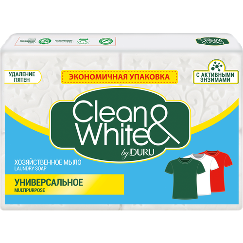 Хозяйственное мыло CLEAN&WHITE by DURU универсальное, 4x120г
