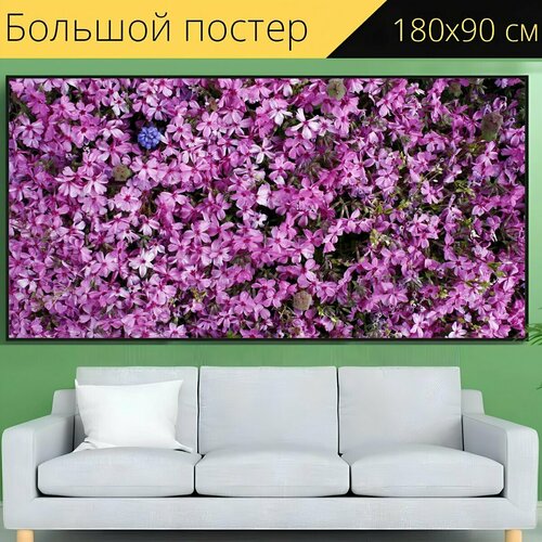 Большой постер "Цветы, природа, розовый" 180 x 90 см. для интерьера