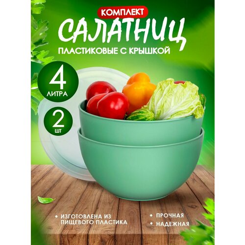 Салатник пластиковый с крышкой 4 л 2 шт