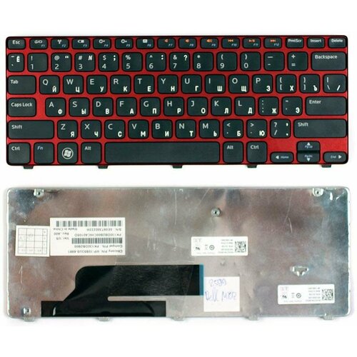 Клавиатура для Dell Inspiron 1120 черная с красной рамкой