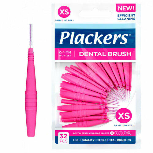 Набор ёршиков Plackers Dental Brush XS (0,4 мм), 32 шт