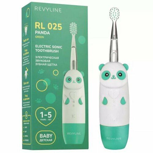 Детская электрическая зубная щётка Revyline RL 025 Panda, зеленая, от 1-5 лет, Ревилайн
