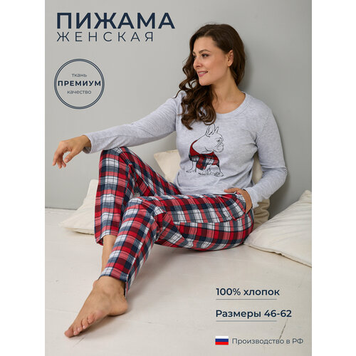 Пижама  Алтекс, размер 60, красный, серый