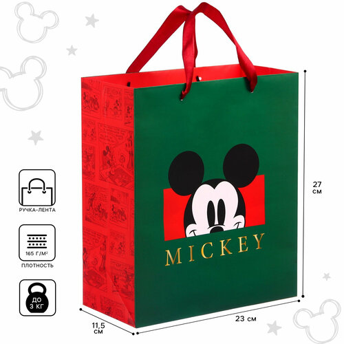 Пакет ламинированный вертикальный, 23 х 27 х 11 см "Mickey" Микки Маус