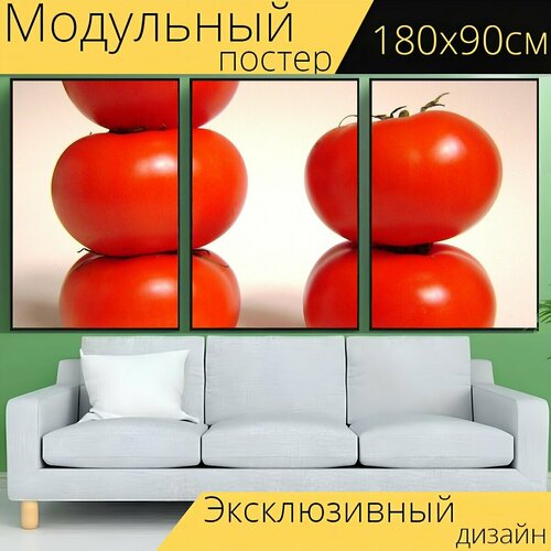Модульный постер "Помидоры, овощи, витамины" 180 x 90 см. для интерьера