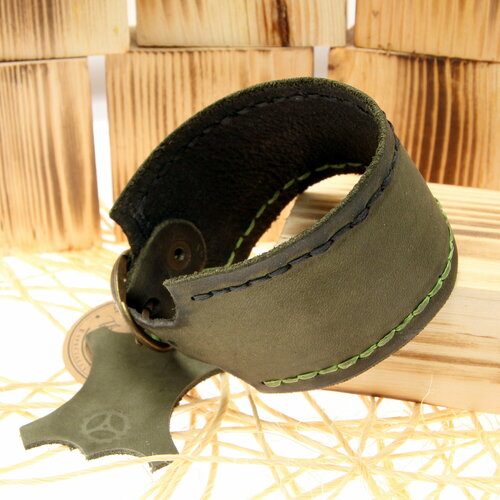 Браслет Solid-belts - браслет кожаный на руку 16 - 18см -, размер 18 см, размер M, зеленый, хаки