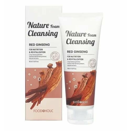 FOODAHOLIC Увлажняющая пенка для умывания с красным женьшенем NATURE FOAM CLEANSING, RED GINSENG 150 мл.