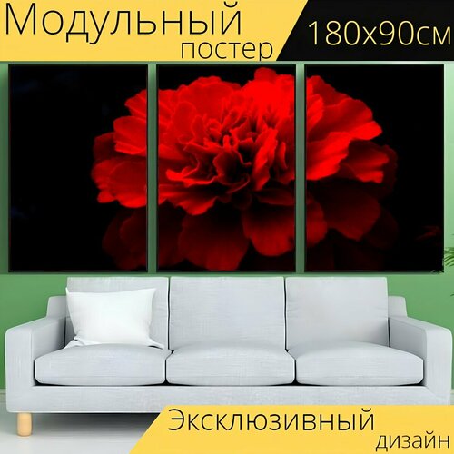 Модульный постер "Роза, цветы, любовь" 180 x 90 см. для интерьера