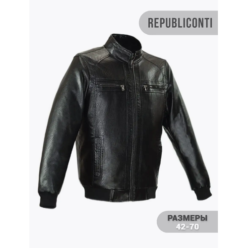 Кожаная куртка REPUBLICONTI кожаная куртка, размер 62, черный