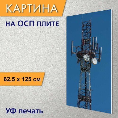 Вертикальная картина на ОСП "Антенна, детектор, небо" 62x125 см. для интерьериа