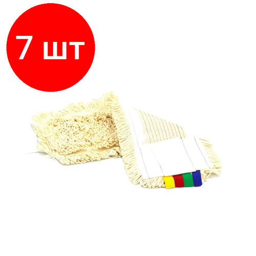 Комплект 7 штук, Насадка МОП плоский, 40х13 см, хлопок, ухо+карман CN3037