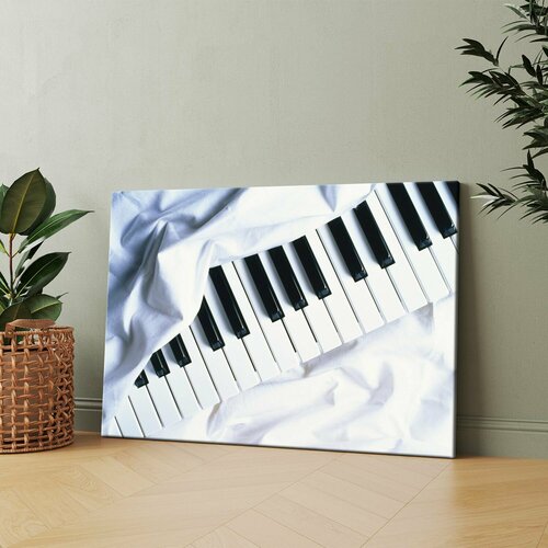 Картина на холсте (Клавиши пианино, клавиши фортепиано, g6 на пианино, рояль клавиши) 20x30 см. Интерьерная на стену.
