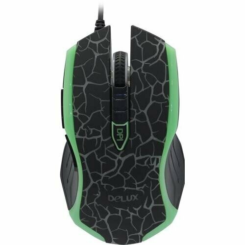 Мышь Delux Optical Mouse M556 Black/Green crack lacquer 2400dpi