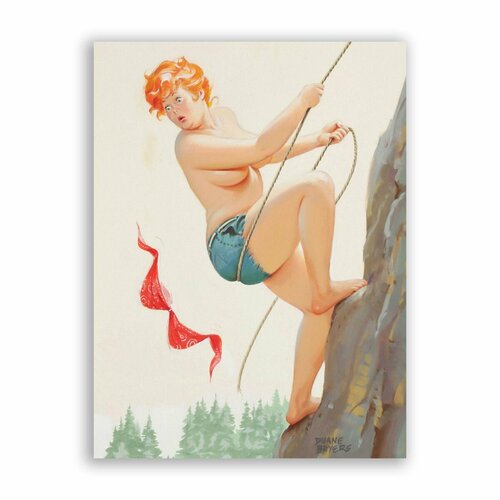 Постер на бумаге в стиле Пин-ап / Pin-up Girl - Hilda / Винтажная девушка / Размер 40 x 53 см