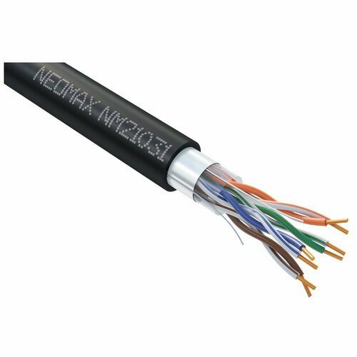 Neomax Кабель NM21031 F UTP cat.5e 4 пары 305 м 0.48 мм 24 AWG Медь, внешний, PE, черный