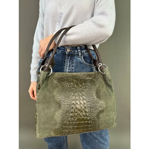 Сумка Sefaro, фактура под рептилию, зеленый