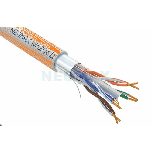 Кабель витая пара NEOMAX NM206A11 F/UTP cat.6A 4 пары (305 м) 0.57 мм (23 AWG) одножильный, чистая медь, LSZH, оранжевый