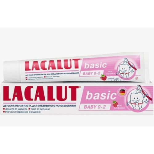 Lacalut Зубная паста детская Baby basic, вкус клубники, от 0 до 2 лет, 60 г