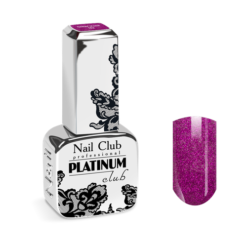 Nail Club professional Эмалевый гель-лак для ногтей с липким слоем PLATINUM CLUB 162 Glitter Violet, 13 мл.