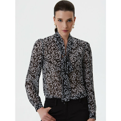 Блуза  Арт-Деко, размер 44, белый, черный
