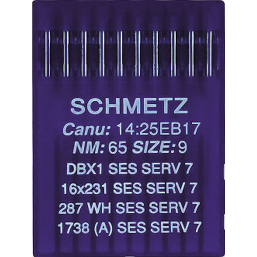 Иглы для промышленных швейных машин Schmetz, тонкая колба 1738/DBx1 SES SERV7 №65, 10 шт.