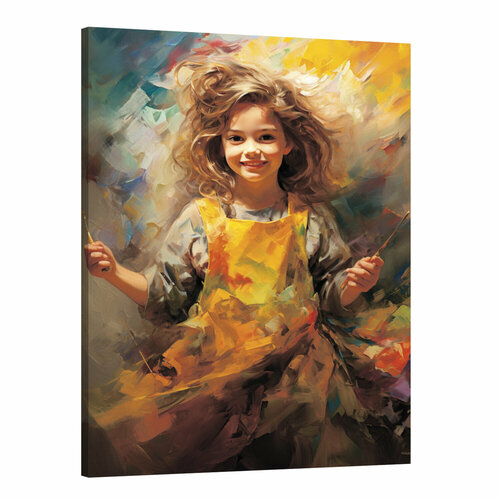 Интерьерная картина 50х70 "Девочка и ее мастерство"