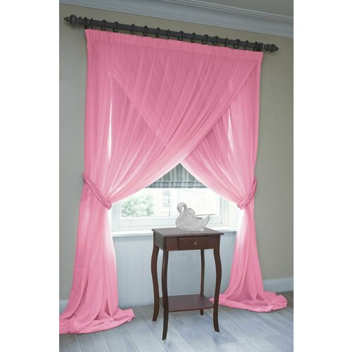 Тюлевые шторы СК-10 цвет розовый - 2 шторы СК-1 (шир. 280 см х выс. 270 см)