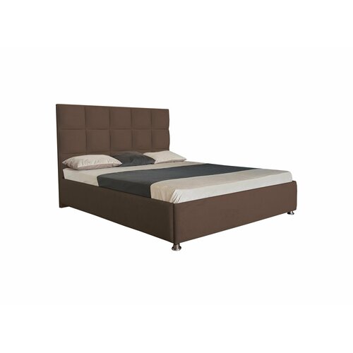 Двуспальная кровать Флорида Нью 140x200 с подъемным механизмом и с коробом для белья велюр коричневый ножки 5 см