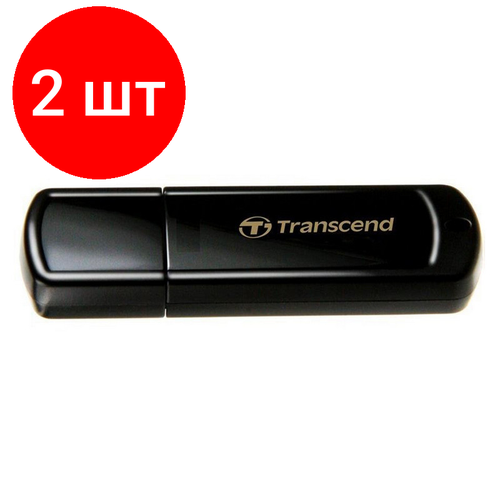 Комплект 2 штук, Флеш-память Transcend JetFlash 350, 64Gb, USB 2.0, чер, TS64GJF350