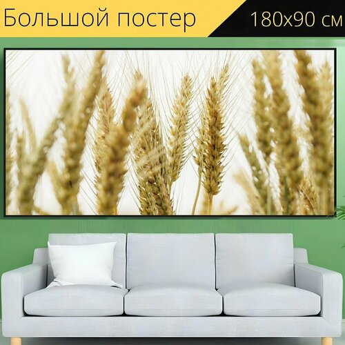 Большой постер "Завод, пшеница, солома" 180 x 90 см. для интерьера
