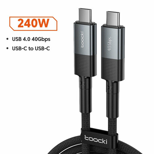 Toocki Thunderbolt 4, 240 Вт, USB4.0 кабель C-C с поддержкой дисплея 8K/5K и передачи данных 40 Гбит/с.