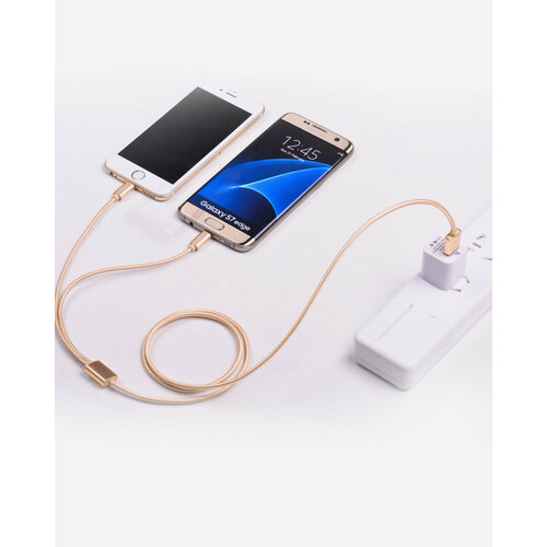 Кабель USB 2в1 MicroUSB-Lightning 8Pin HOCO X2 золото