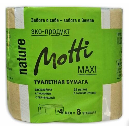 Туалетная бумага 2-слойная (упаковка 4шт х 100г) MOTTI MAXI Белая, 3 шт.